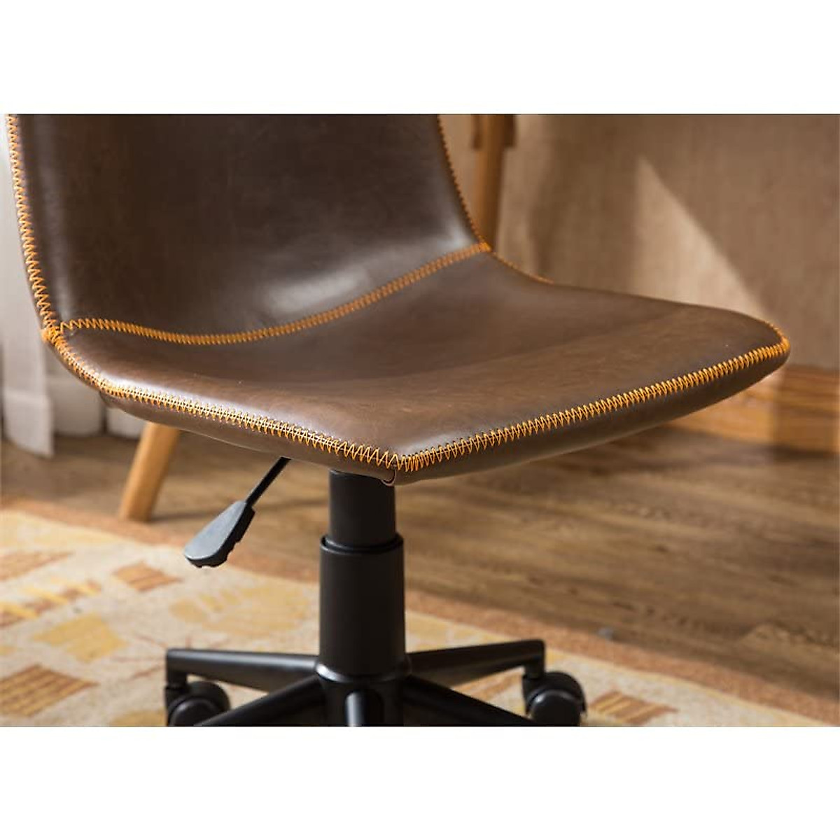 Roundhill Furniture Cesena Faux Leather 360 Swivel Air Lift Office Chair, Brown