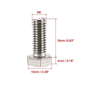 20 Set Hex Bolt Hex Head Screw Bolts 304 Stainless Steel Fully Threaded Hex Tap Bolts with Nut（M6x16mm）