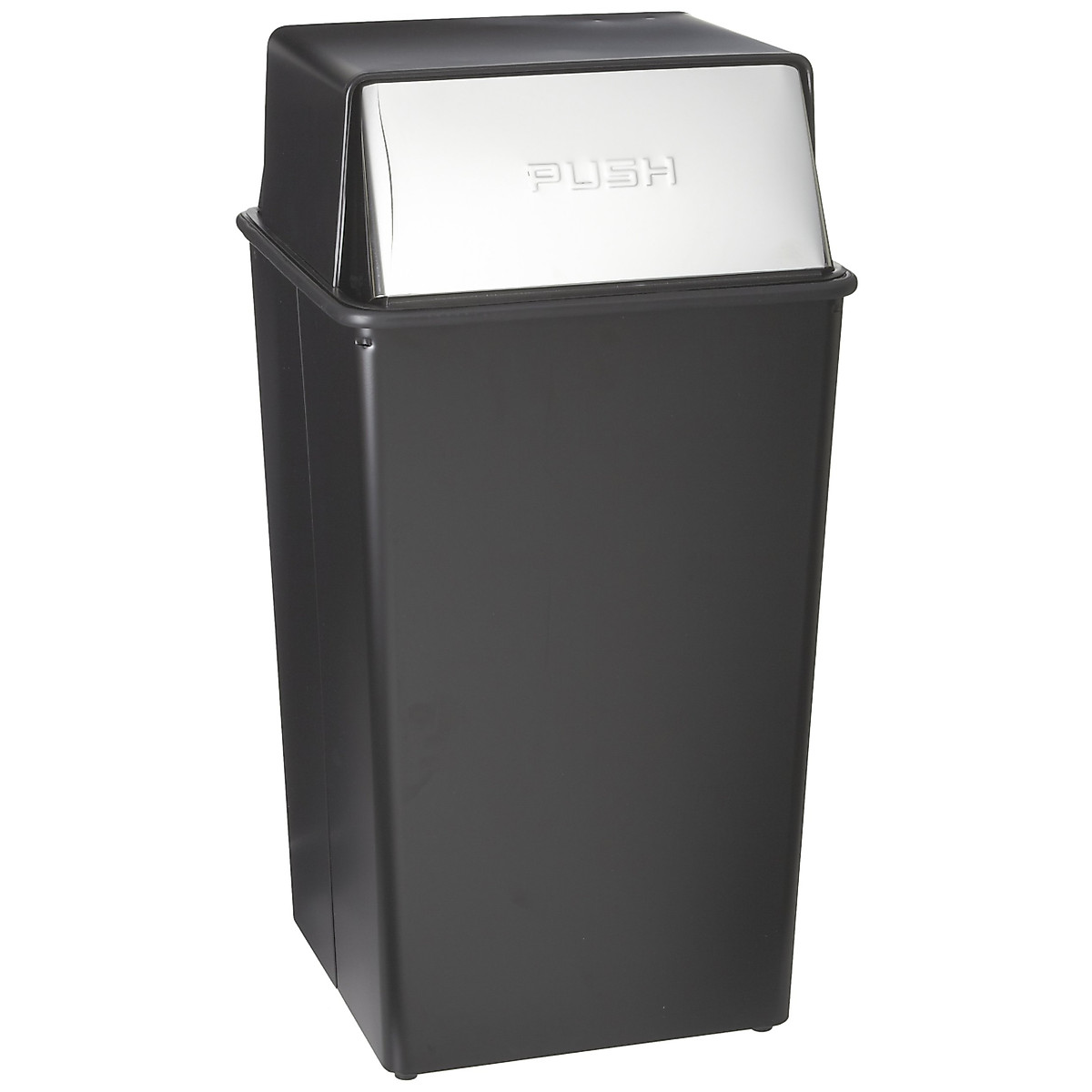 Witt Industries 36HT-22 Steel 36-Gallon Monarch Series Hamper and Push Top Receptacle, Legend "Push", Square, 19" Width x 19" Depth x 37" Height, Black