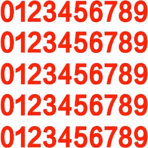 5 Sets 4 inch Mailbox Numbers Sticker 0-9 Decal Die Cut Classic Style Vinyl Waterproof Number Self Adhesive for Signs, Door, Cars, Trucks, Home, Address Number (Red)