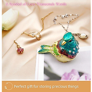 JWT Astyle Turquoise Green Bird Trinket Boxes Hinged ,Bird Decor with Crystals Enamel Jewelry Box.Necklace Ring Box Earrings Storage.Collectible Bird Lover Gifts Figurines Home Decor .