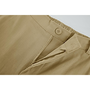 Ryannology Men's Casual Linen Pants Elastic Waist Slim Fit Beach Yoga Business Lightweight Cotton Trousers Pants with Pockets