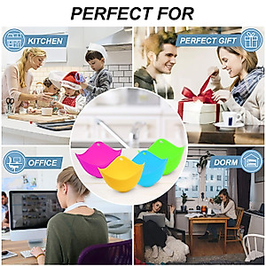 Poached Egg Cup Pack of 4,Silicone Egg Poacher Cups with Ring Standers,Eggs Poaching Cups for Stovetop or Microwave Egg Cooking, Easy Release and Cleaning - BPA Free,Stove Top and Dishwasher Safe