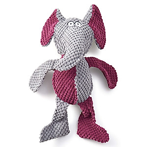 PetRageous 16197 RibRabeous Elephant Two-Tone Machine Washable Squeak Dog Toy for Dogs and Cats, 13.5-Inch Long 2.5-Inch Tall, Pink
