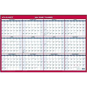 2024 Erasable Calendar, Dry Erase Wall Planner, 36" x 24", Large, Vertical/Horizontal, Reversible