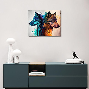 TUMOVO Paint by Numbers Wolf DIY Paint by Numbers for Adults Beginner Animals Paint by Number Kits on Canvas with Brushes and Acrylic Pigment Gift for Home Wall Decorations 16"x20"(Frameless)