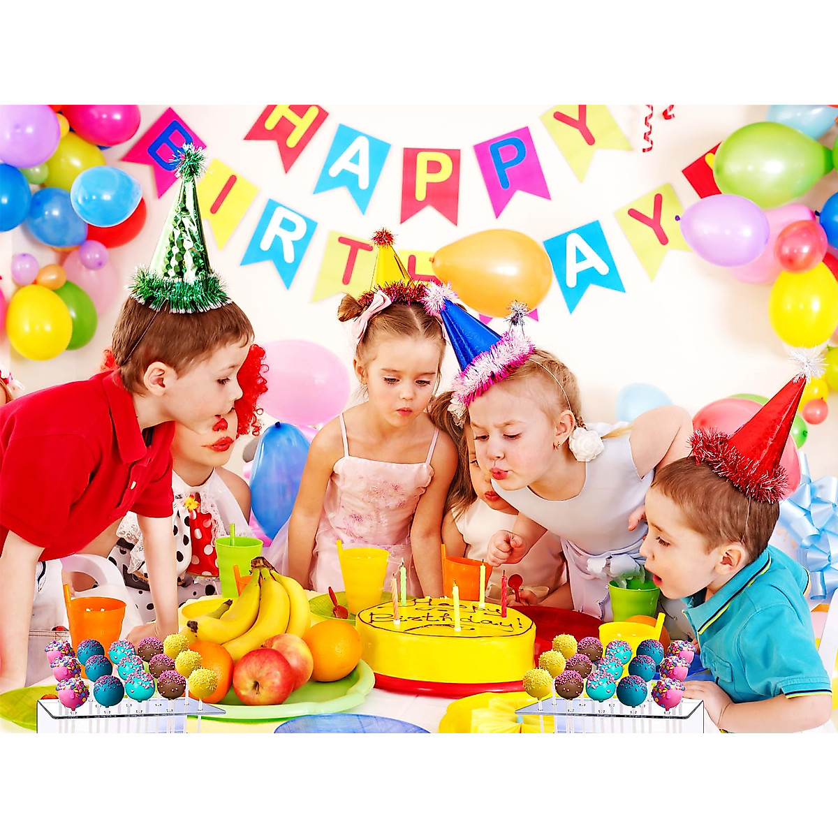 Aongch 2PCS Cake Pop Display Stand with 300 PCS Cake Pop Sticks and Wrappers Kit, 15 Hole Clear Acrylic Lollipop Holder for Weddings Birthday Parties Anniversaries Halloween Candy Green