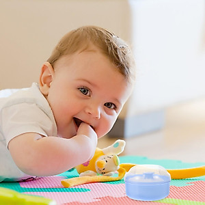 EXCEART Empty Body Powder Container Powder Puff Box Puff Sponge Case for Baby Infant Newborn Home and Travel (Blue)