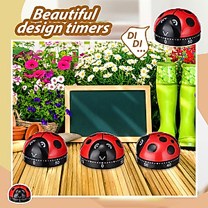 4 Pcs Ladybug Kitchen Timers for Cooking Cute Ladybug Cooking Timer 60 Minute Mechanical Timer Red Black Kitchen Alarm Clock for Kids Reading Do Sports Baking Gifts, No Battery Required