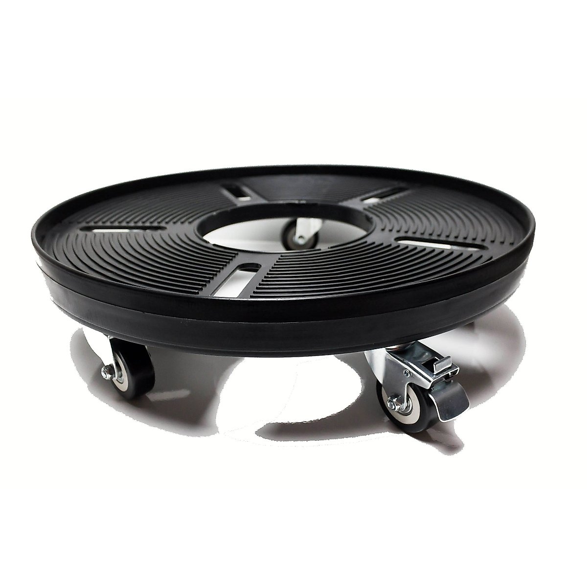 Stack! Co Half Barrel Keg Dolly Universal round with Centered Hole and Locking Caster - 16.25" Diameter