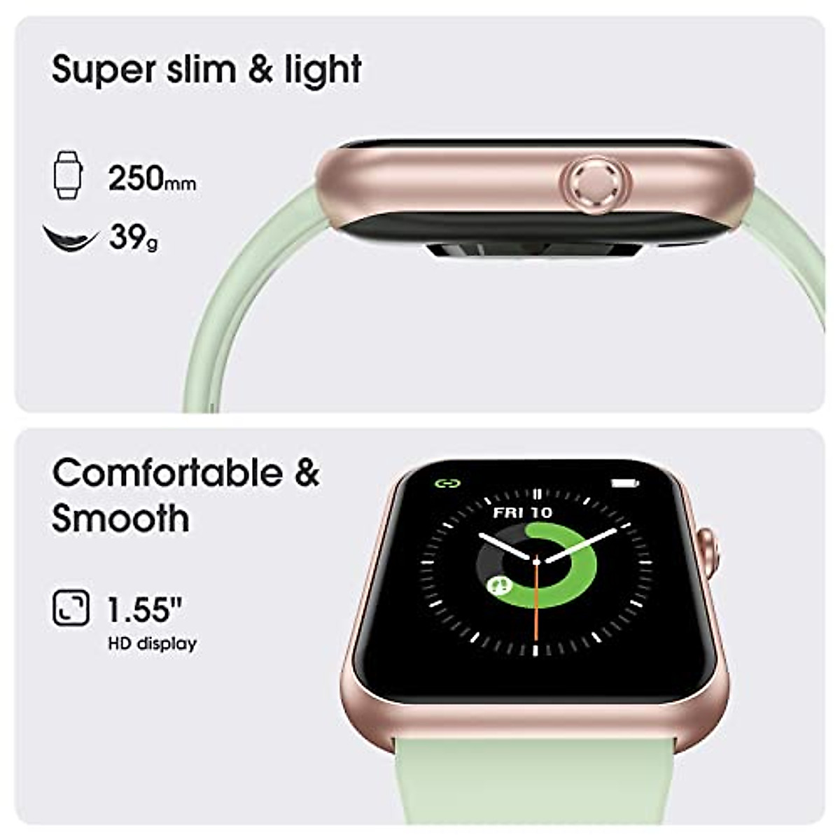 Pautios Smart Watch, Swimming Waterproof Fitness Tracker with Heart Rate, SpO2 and Sleep Monitor, 44mm Fitness Watch for Women Men, Step Counter, Smartwatch Compatible with iOS Android Phones