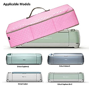 Ginsco Dust Cover Compatible with Cricut Explore Air 2, Cricut Maker 3, Cricut Explore 3, Cover with 3 Front Pockets for Accessories Supplies Tools Pens Pink