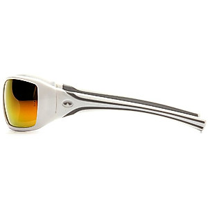 Pyramex Goliath Safety Eyewear, White Frame, Indoor/Outdoor Mirror Lens