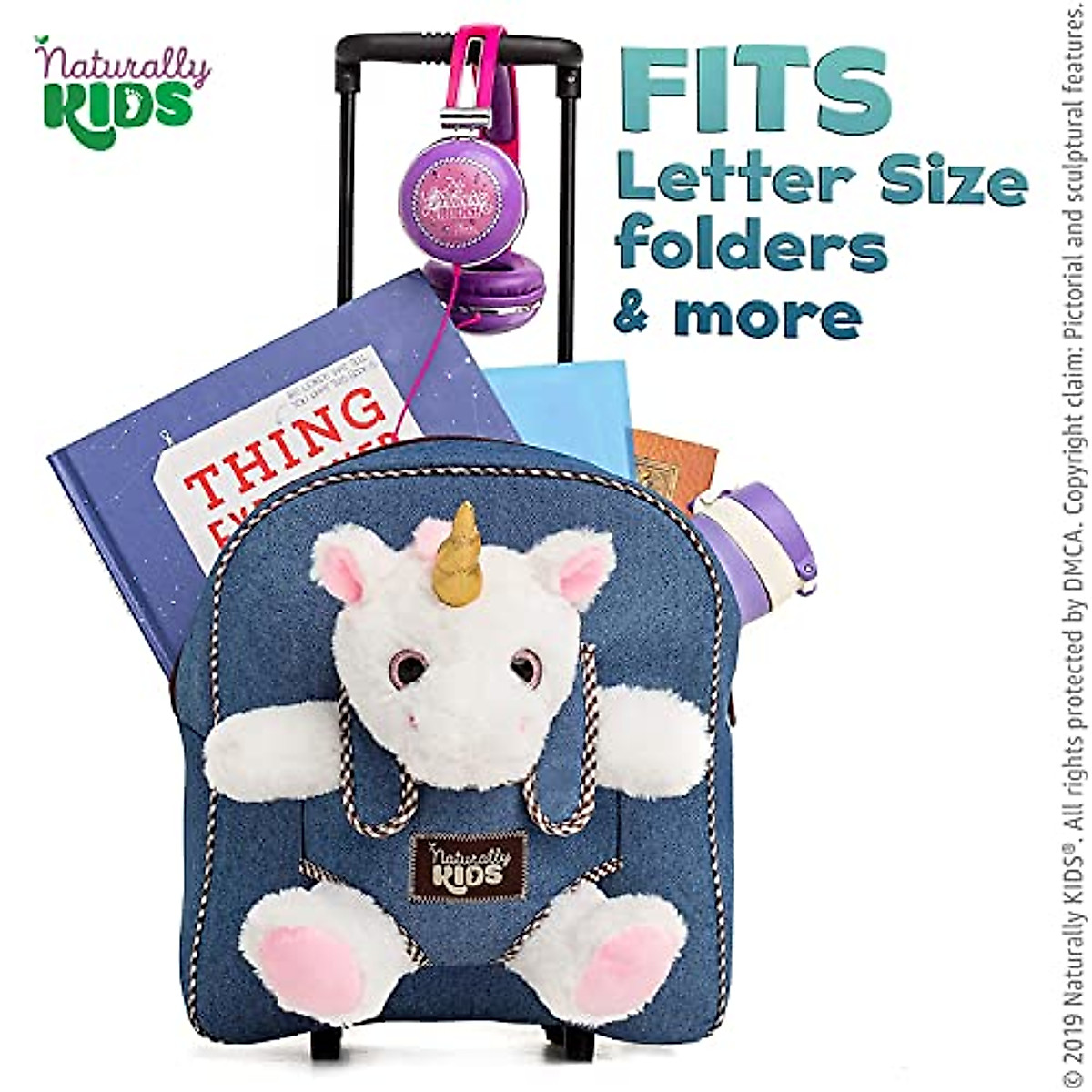 Unicorn Rolling Backpack for Girls, Kids Suitcase with Wheels, Kids Luggage, Toddler Suitcase