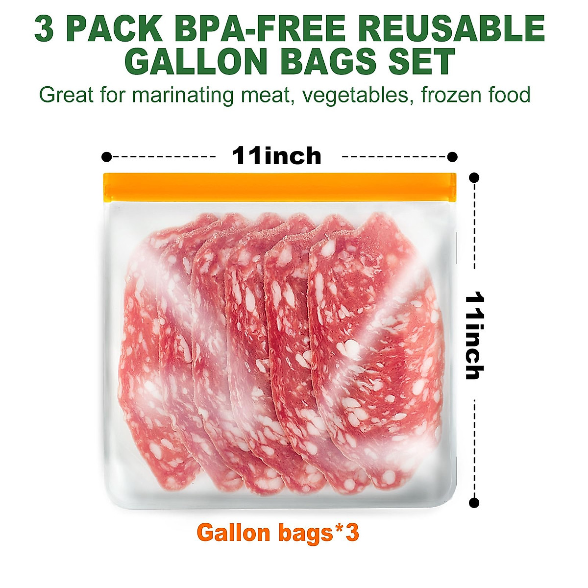 Gallon Freezer Bags, Reusable Ziplock Bags Silicone Bags Reusable Food Storage Bags, Large Zip Lock Bags Gallon, Lunch Home Fridge Kitchen Organization Storage Meal Prep Freezer Containers Sets