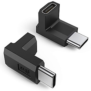 Right Angle USB C Adapter (2 Pack),3.1/10Gbps Up & Down Angled 90 Degree USB Type C Male to Female Extension Connector for MacBook Pro,Nintendo Switch,Laptop,Tablet,Mobile Phone,Oculus Quest Link
