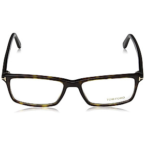 TOM FORD Men's TF 5408 Rectangular Eyeglasses 56mm, Shiny Classic Dark Havana, Shiny Rose Gold "T" Log, 56/16/145