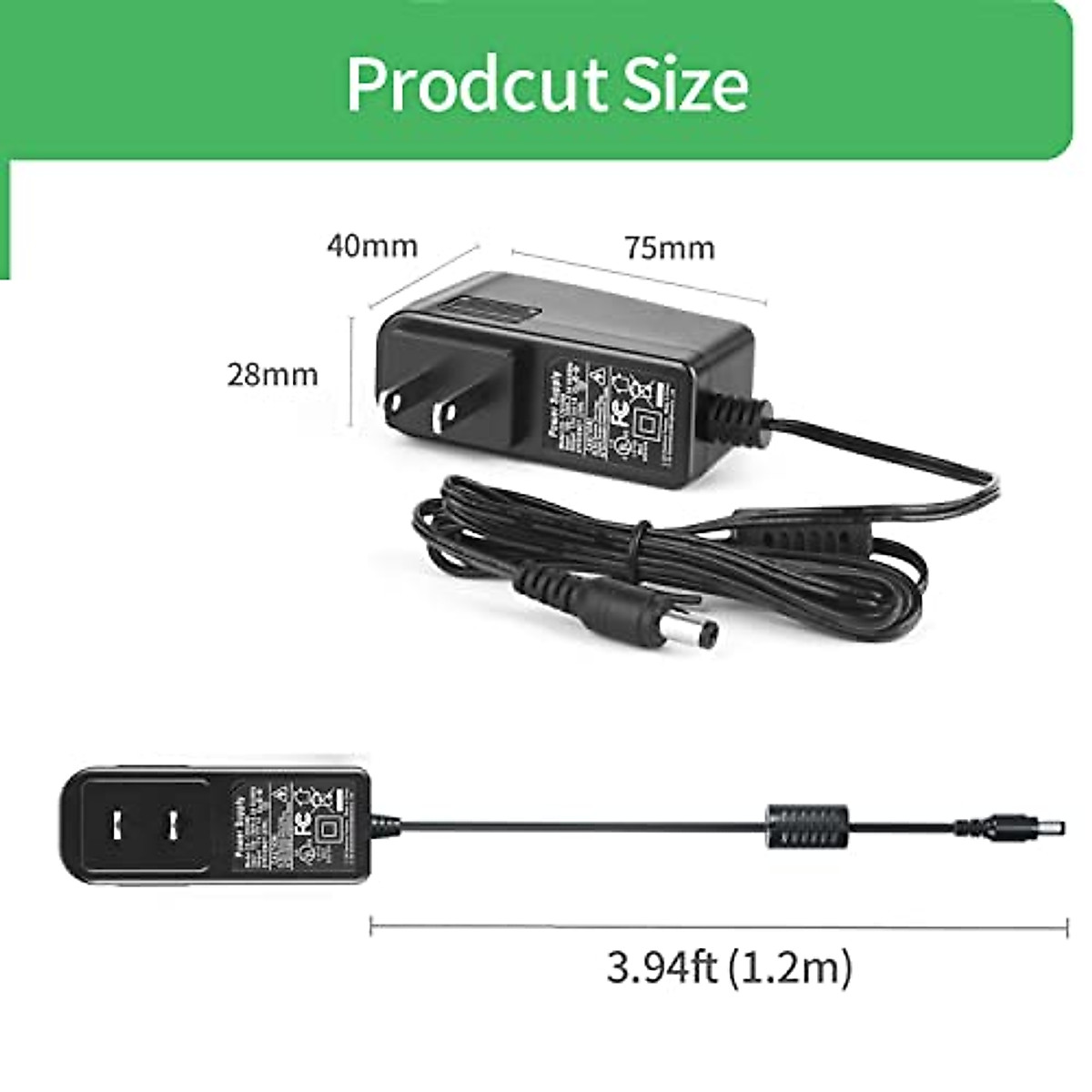Security-01 AC 100-240V to DC 12V 1A 12W Power Supply Adapter Barrel Plug 5.5mm x 2.1mm for IP Camera IPC, UL Listed FCC