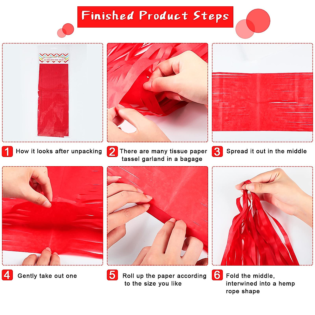 Outus 30 Pcs Red Blue White Banner Party Decorations Paper Tissue Tassel Garland DIY Hanging America Decor for School Supplies Wedding Birthday Bridal Baby Shower Anniversary Independent Day