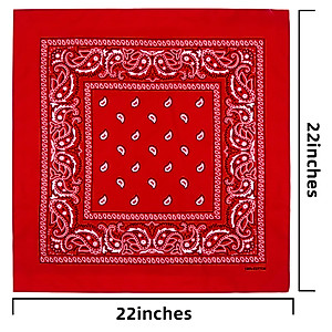 cocopuss 22"X22" Cotton Bandanas for Men & Women Pasiley Cowboy Bandana Handkerchiefs for Hair