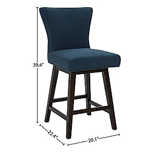 Amazon Brand – Stone & Beam Esme Memory-Swivel Counter-Height Barstool, 39.4"H, Cadet Blue