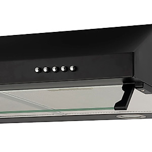 35 Inch Dual-motors Kitchen Under Cabinet Ducted/Ductless Range Hood with 3 Speed Exhaust Fan and Reusable Filters, LED Lights, Black