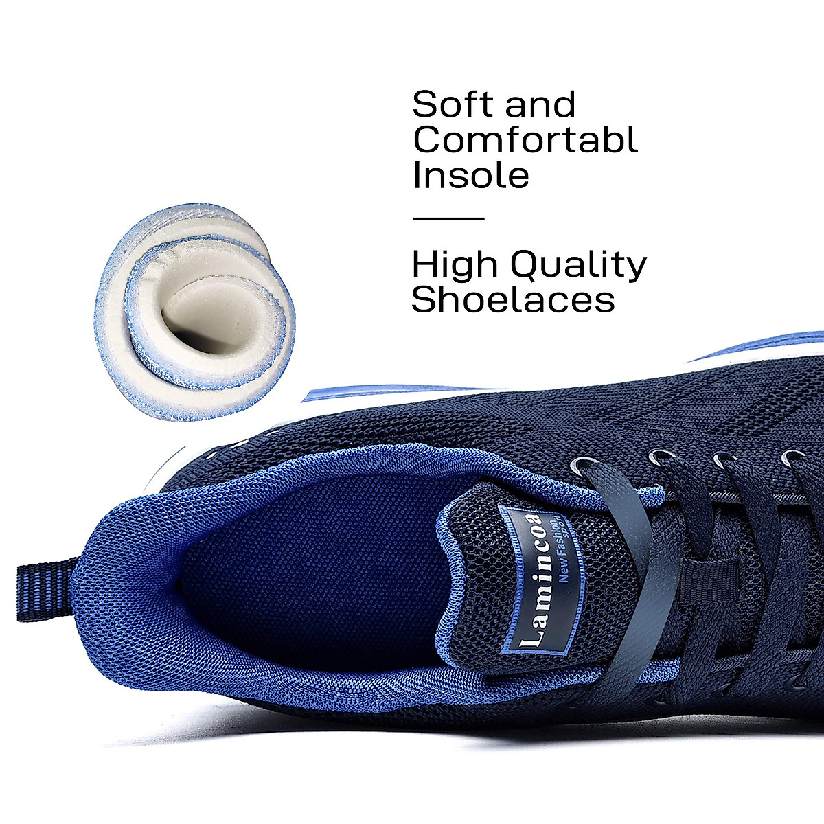 Lamincoa Womens Air Running Shoes Athletic Gym Workout Walking Shoes Sneakers for Women Black-Blue 8.5