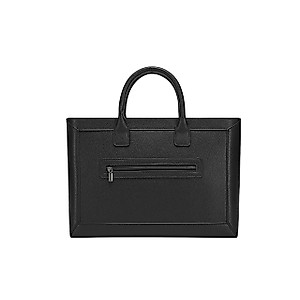 Daisy Rose Tote Shoulder Bag with Front Zipper - PU Vegan Leather - BLACK