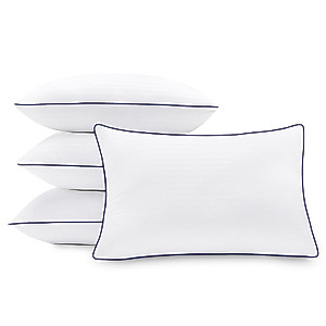 HomeMate Bed Pillows for Sleeping - Standard Size(20''x26'') 4 Set Hotel Quality Allergy Friendly Microfiber Shell Fluffy Down Alternative Filling Pillow Suitable Back Stomach or Side Sleeper, White