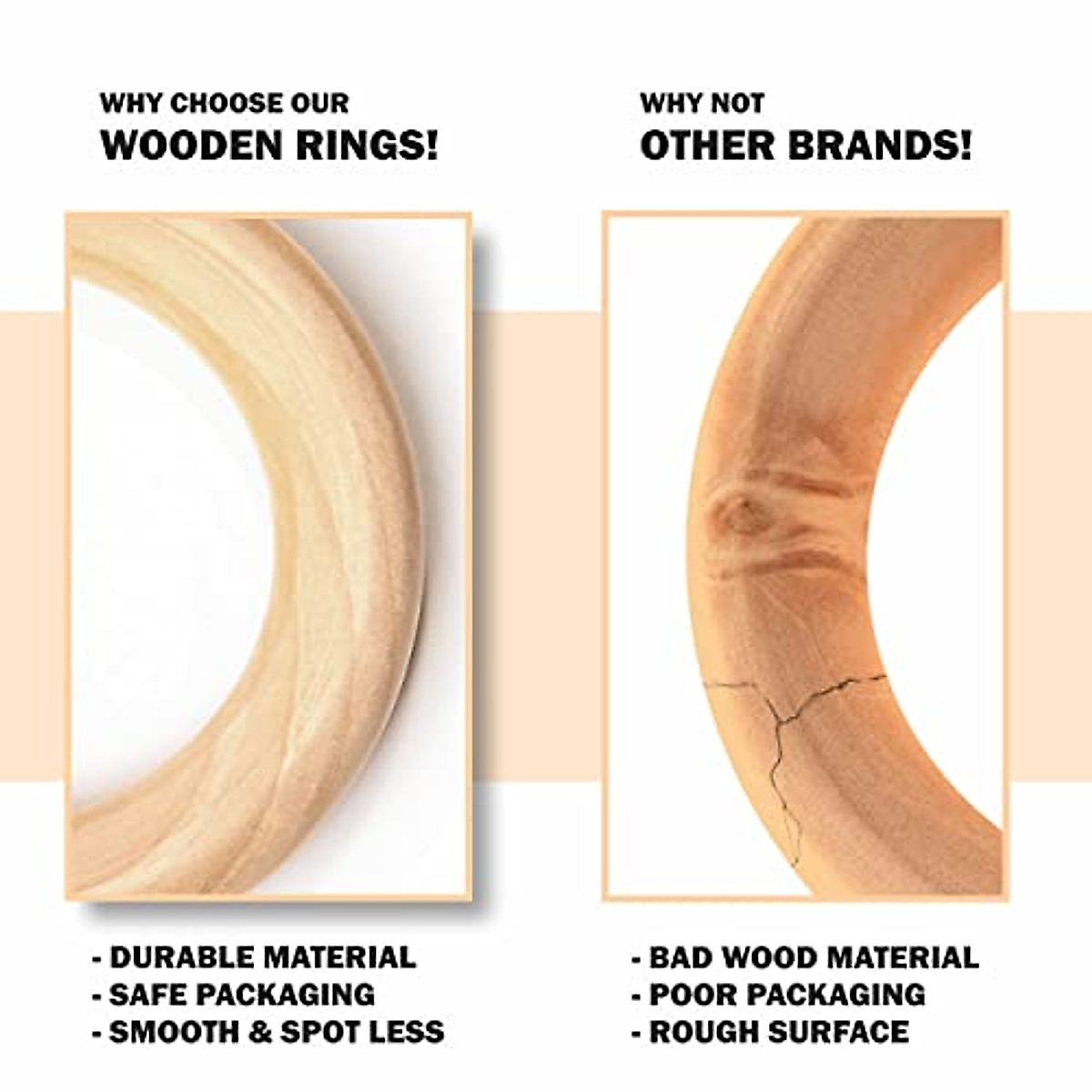 WUUDAR 20Pcs Wooden Rings for Crafts, 55mm - Smooth Unfinished Macrame Rings – Durable & Lightweight Wood Rings for Jewelry, DIY Making, Crafts & Home Decor