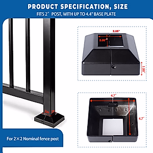 Post Cover Plate for 2" Floor Flange, 2-Piece, Flange Base Shoe for Railings, Post Skirt Cover, Black