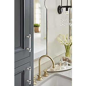 Amerock | Cabinet Pull | Clear/Polished Nickel | 3-3/4 inch (96 mm) Center to Center | Glacio | 1 Pack | Drawer Pull | Drawer Handle | Cabinet Hardware