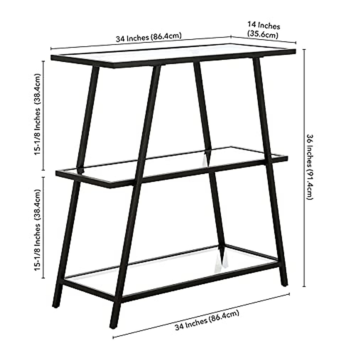 Yair 36'' Tall Rectangular Bookcase in Blackened Bronze