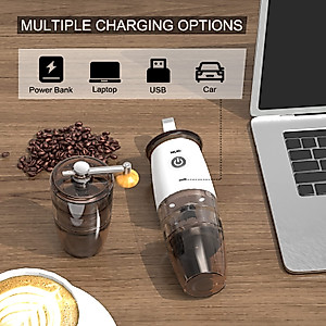 Mulli Update Portable Burr Coffee Grinder,Electric/Manual 2-in-1 Cafe Grind, Adjustable Burr Mill with 5 Precise Grind Setting for Drip/Espresso/PourOver and More