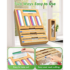 GEYILO Bag Storage Organizer, Storage Bag Organizer, 4 Separate Baggie Organizer, Ziplock Bag Storage Organizer for Kitchen Drawer, Compatible with Gallon, Quart, Sandwich & Snack Variety Size Bags