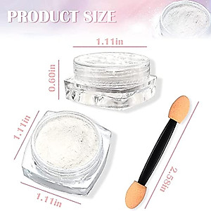 White Pearl Chrome Nail Powder, Pearlescent White Iridescent Nail Powder, High Gloss Glitter Nail Art, Jewelry Mermaid Pearl Neon Nail Powder, Nail DIY Metallic Pigment Powder with Sponge Stick (1pcs)