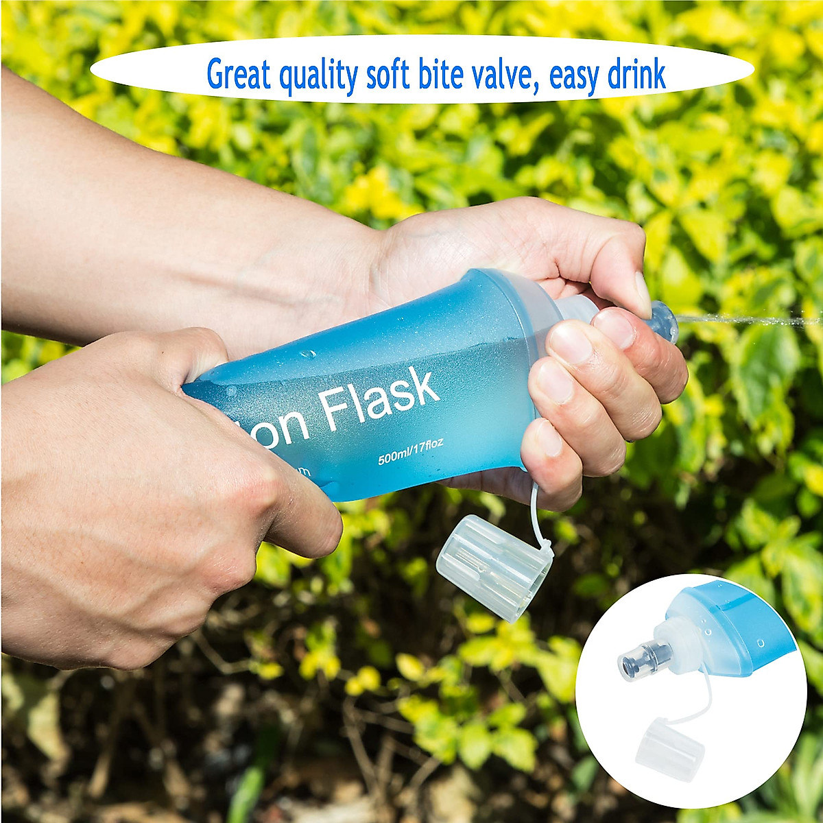 AXEN 250ML Soft Flask, TPU Foldable Running Hydration Flask, Soft Collapsible Water Bottle for Hydration Pack Cycling Marathon Running Hiking