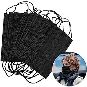 Face Masks Black Disposable 100PCS for Men & Women Adults Breathable Face Mask
