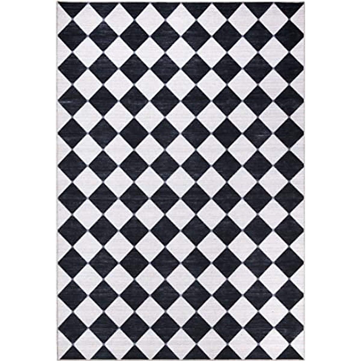 Abani Rectangular Area Rugs 5' x 8' Cream Black Checkered Diamond Machine Washable, Stain Resistant and Non-Shedding Polypropylene Large Rugs Modern Design