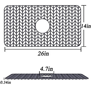 Kitchen-Sink-Protector - Guokller Silicone Sink-Protectors for Rear Drain Kitchen-Sink, Grid Accessory, Kitchen-Sink-Mats for Bottom of Farmhouse Stainless Steel Kitchen-Sink (26'' x 14'' (Center), 1)