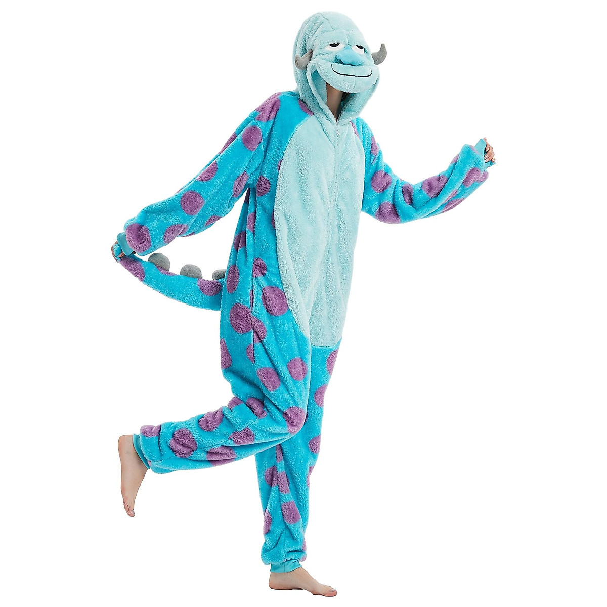 Sqlszt Animal Sulley Monster Onesie Adult Sullivan One Piece Pajamas Unisex Cosplay Costume For Women Men Blue S