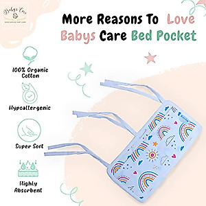 BABYS CARE Crib Nursery Organizer, 100% Organic Cotton 2 Pockets Organizer for Baby Essentials, Baby Cribs and Toys, Hanging Nursery Decor Baby Gifts (Rainbow, 12.5"x6.5", 0-6 Years)