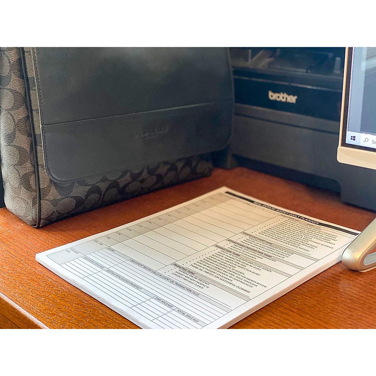 Real Estate Agent Supplies - Daily Planner Task List Notepad. Simple one page document with calendar, task lists, call and mileage log. Keep organized & focused on selling real estate. 8.5 X 11