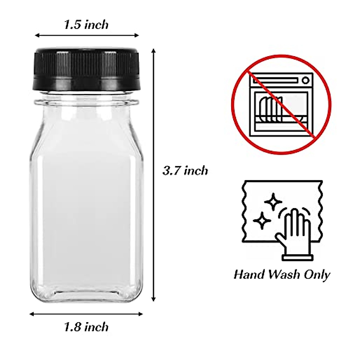 BAKHUK 36pcs 4oz Mini Plastic Juice Bottles with Caps, Empty Reusable Clear Bulk Beverage Containers for Juice, Milk and Other Beverages