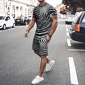 DUOWEI Men Fleece Sweat Suits Mens Shirt Shorts Pants Suit 38s Suit Black