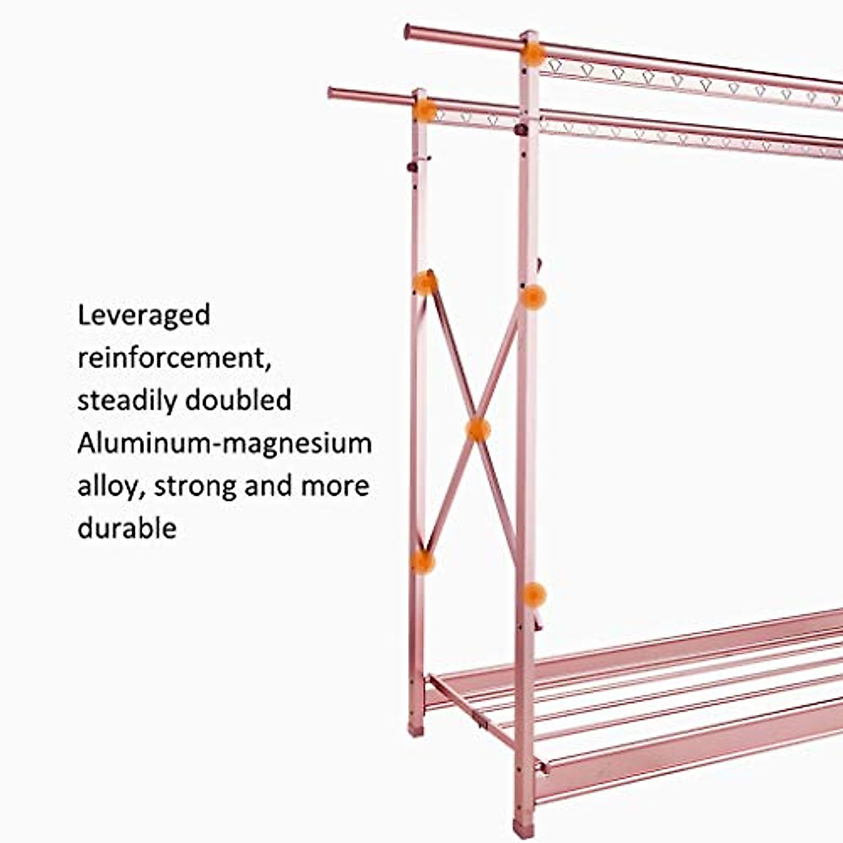 Drying Rack Floor Folding Indoor and Outdoor Home Balcony Cool Hanger Double Pole Telescopic Clothes FANJIANI (Color : Gold)