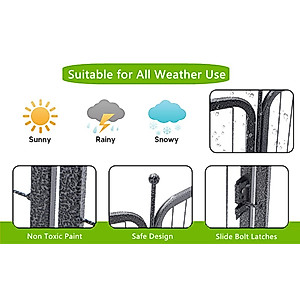 TMEE Garden Fence 8 Panels 18ft×32in Decorative Garden Metal Fence with 1 Gate Outdoor Landscape Animal Barrier Dog Pet Fencing for Yard Patio, Black