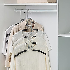 Nature Smile (4 Pack) 5 in 1 Anti Slip Metal Sweater Coat Hangers,Multi Layers T Shirt Wardrobe Clothes Rack,Heavy Duty Metal Space Saver Blouse Hanger Closet Storage Organizer