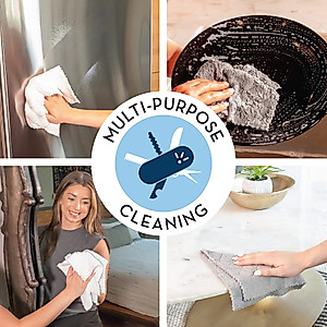 S&T INC. Kitchen Dish Cloths or Cleaning Towels, 9.5 Inch by 9.5 Inch, Grey and White, 12 Pack