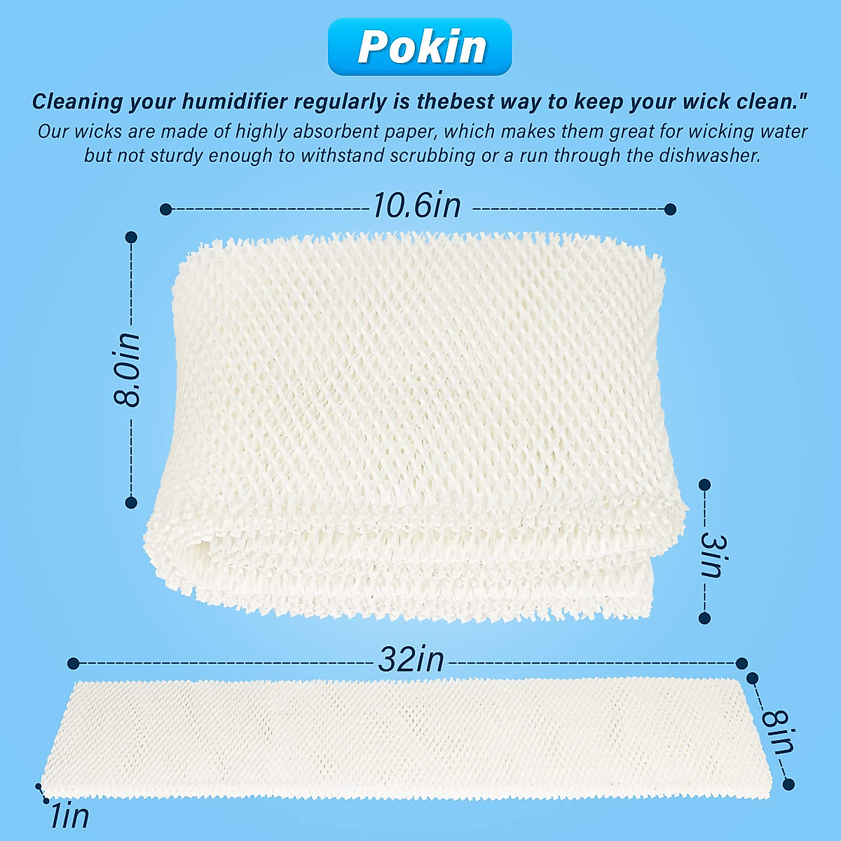 MAF1 Humidifier Wicking Filters for AIRCARE/MoistAIR/Kenmore/Essick Air, Fits Air-Care Emerson Moistair Humidifier Replacement Wicks MA1200 MA1201 MA0950 MA09500,14906 32-14906 42-14906 EF1-2 Pack